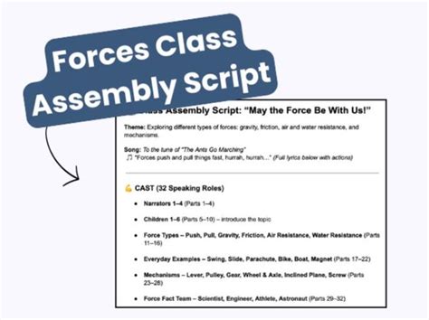 Forces Ks2 Science Class Assembly Script Teaching Resources