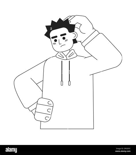 Guy Rubbing Head In Confusion Monochromatic Flat Vector Character Stock Vector Image And Art Alamy
