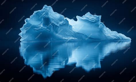 Majestic Iceberg Reflection On Dark Water Premium Ai Generated Image