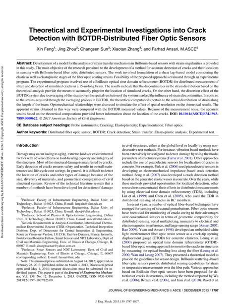 Pdf Theoretical And Experimental Investigations Into Crack Detection With Botdr Distributed