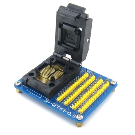qfp64 pqfp64 tqfp64 0 8mm pitch ic test socket adapter gp qfp64 0 5