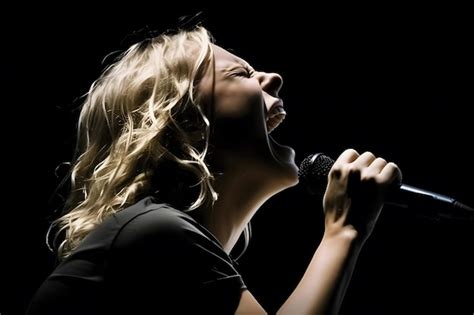 Premium Ai Image Metal Girl Yells Into A Microphone Neural Network Ai