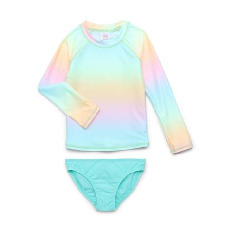 Wonder Nation Girls Rash Guard And Bottoms Swim Set With Upf 50 2