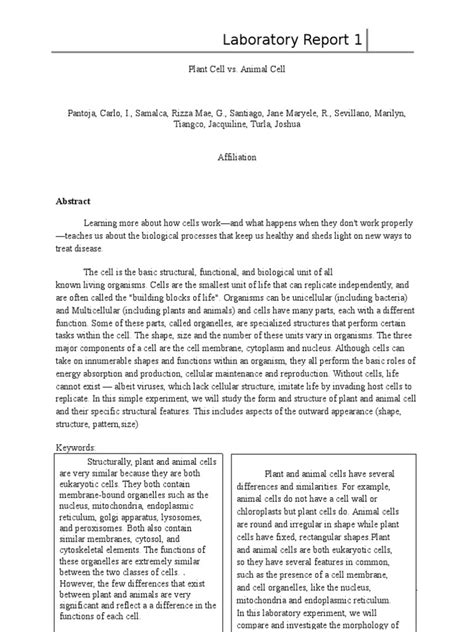 Pdf Animal Cell Vs Plant Cell Dokumentips