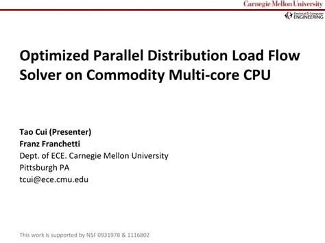 Ppt Optimized Parallel Distribution Load Flow Solver On Commodity Multi Core Cpu Powerpoint