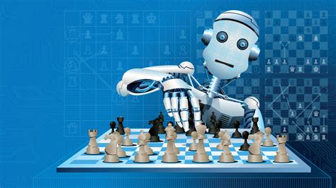 White Human Shaped Robot Playing A Game Of Chess Moving A Black Piece