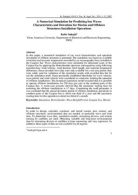 Pdf A Numerical Simulation For Predicting Sea Waves Characteristics