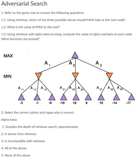 Solved Adversarial Search 1 Refer To The Game Tree To