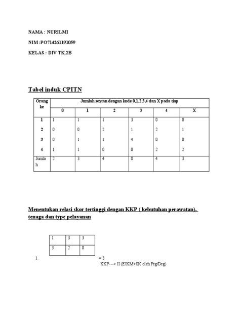 Tabel Cpitn Nurilmi Po714261191059 Pdf