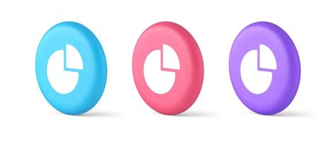 파이 다이어그램 파이 디아그램 조각 버튼 비즈니스 프레젠테이션 재무 보고서 3d 현실적인 아이콘 프리미엄 벡터