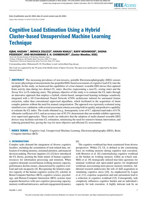 Pdf Cognitive Load Estimation Using A Hybrid Cluster Based