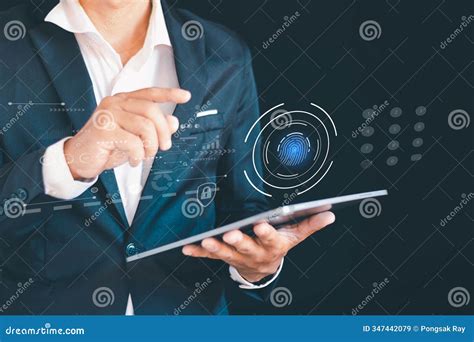 Fingerprint Scanning To Identify Data Access Personal Information Security Protection Stock