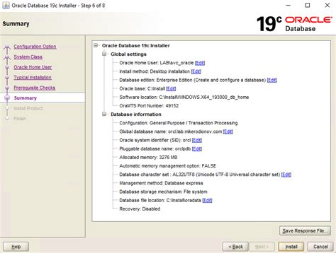 oracle database 19c installation