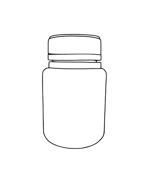 Premium Vector Round Jar Of Ascorbic Acid Drug Doodle Linear Cartoon