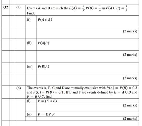 Solved Q2 Events A And B Are Such Tha P A Find P An B P B An P Au B Marks P Ab Marks