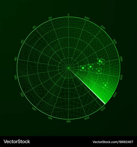 Radar Blip Detection Of Objects On The Radar Vector Image