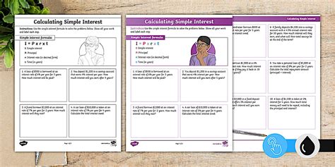 Calculating Simple Interest Activity Sheet Professor Feito