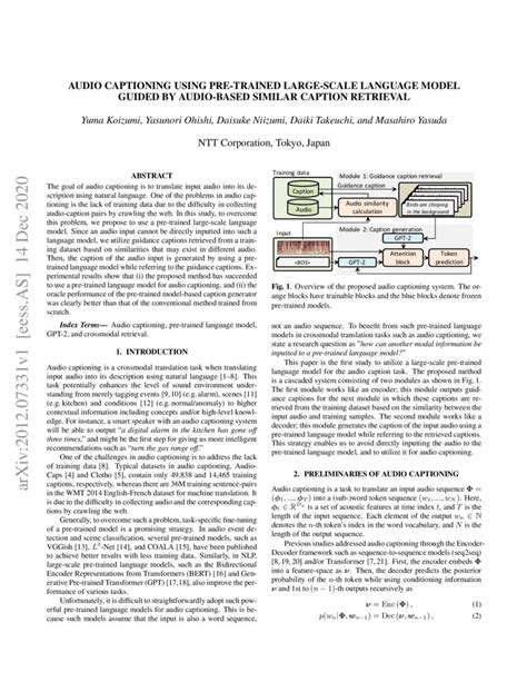 Audio Captioning Using Pre Trained Large Scale Language Model Guided By