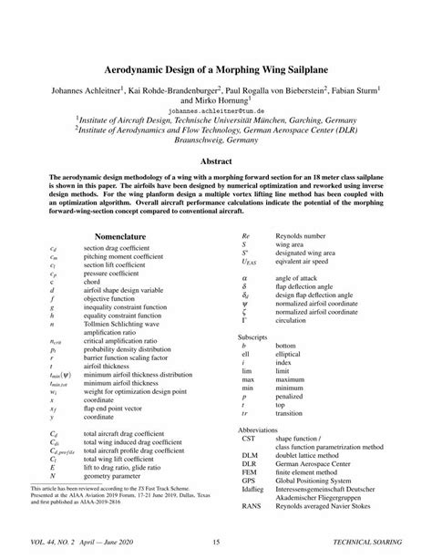 Pdf Aerodynamic Design Of A Morphing Wing Sailplane Dokumen Tips