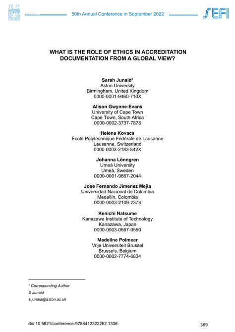 Pdf What Is The Role Of Ethics In Accreditation Documentation From A Global View