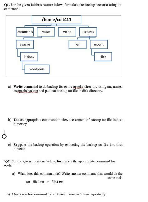 Solved Q1 For The Given Folder Structure Below Formulate