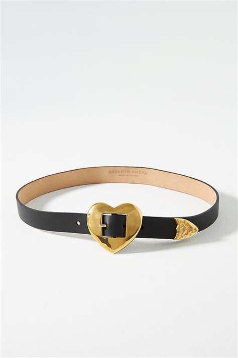 Streets Ahead Brass Hammered Heart Belt Black Editorialist