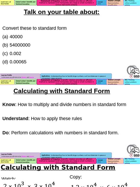 Calculating With Standard Form Pdf Measurement Mathematics