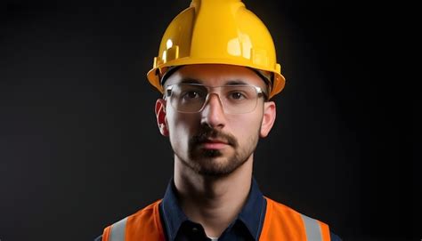 Male Engineer On Black Background Premium Ai Generated Image