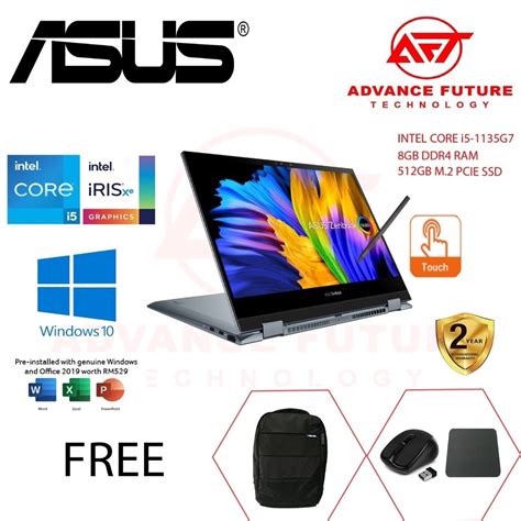Asus Zenbook Flip Oled Ux E Ahp Ts Fhd Touch Laptop Grey I G Gb Gb