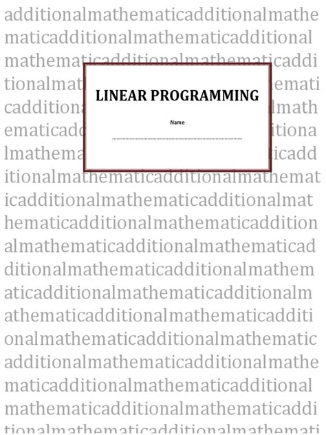 Linear Programming Pdf Maxima And Minima Equations
