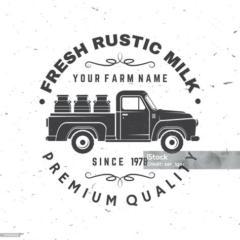 신선한 소박한 우유 배지 로고 벡터 소 실루엣의 타이포그래피 디자인 유제품 및 우유 농장 사업을위한 템플릿 상점 시장 포장 및 메뉴 젖소에 대한 스톡 벡터 아트 및 기타