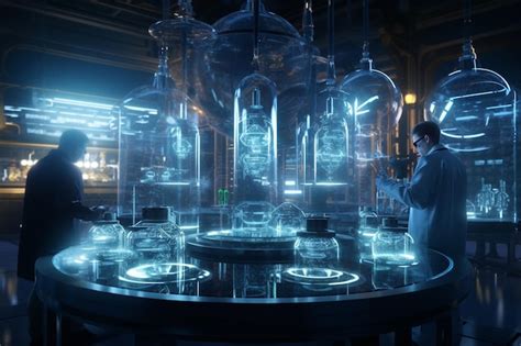 premium photo team of scientists conducting experiments in a