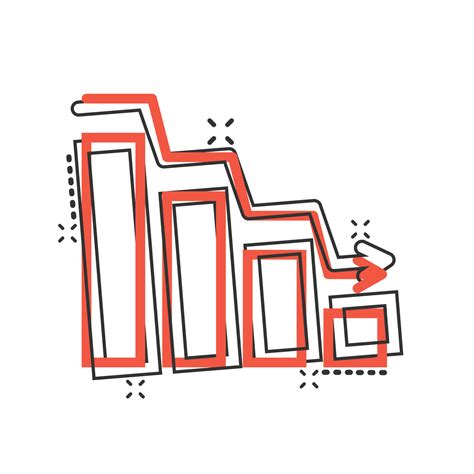 Market Trend Icon In Comic Style Decline Arrow With Magnifier Cartoon