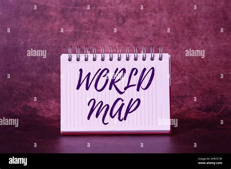 Text Caption Presenting World Map Word Written On A Diagrammatic Representation Of The Surface
