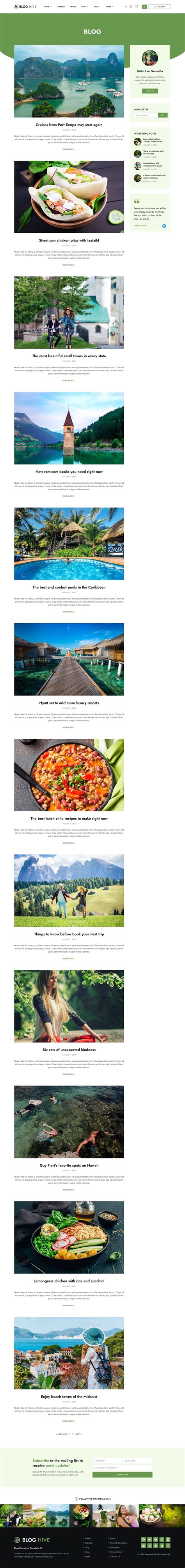Blog Hive Personal Blog Elementor Template Kit Wp Template Kits Ft Blog Template And Blog
