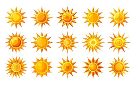 Set Of Sun Vector Premium Vector