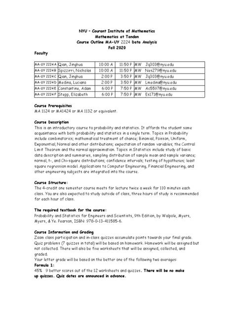 Data Analysis Syllabus Pdf Probability Distribution Statistics