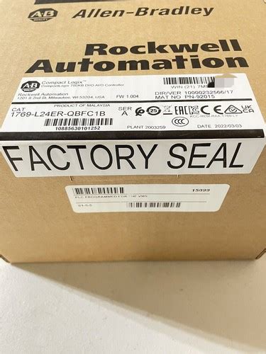 New 1769 L24er Qbfc1b Allen Bradley Compactlogix 750kb Di O Ai O Controller 2022 Ebay