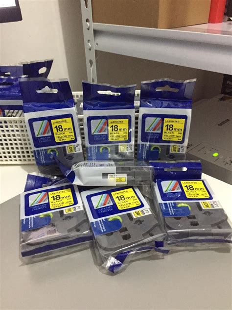 Brother Laminated Label Tape Black Print On Yellow Tape Mm Computers Tech Office