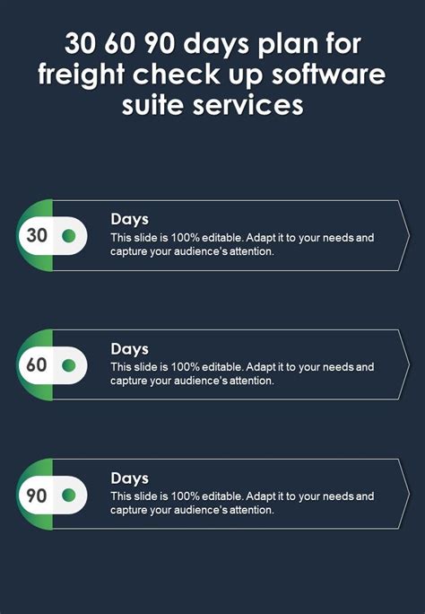 30 60 90 Days Plan For Freight Check Up Software Suite One Pager Sample Example Document Ppt Example