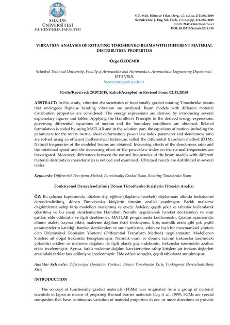 Pdf Vibration Analysis Of Rotating Timoshenko Beams With Different Material Distribution
