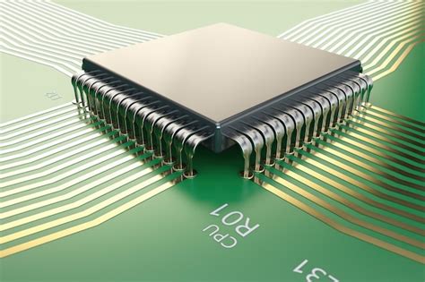 Premium Photo Microprocessor On A Circuit Board Closeup