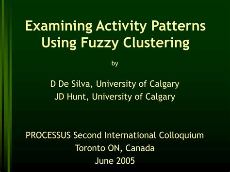 Ppt Examining Activity Patterns Using Fuzzy Clustering Powerpoint Presentation Id5081940
