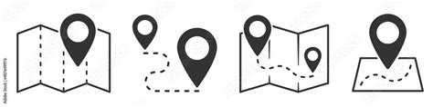 Map And Location Symbols Set Mapping Icon Collection Geolocation Map