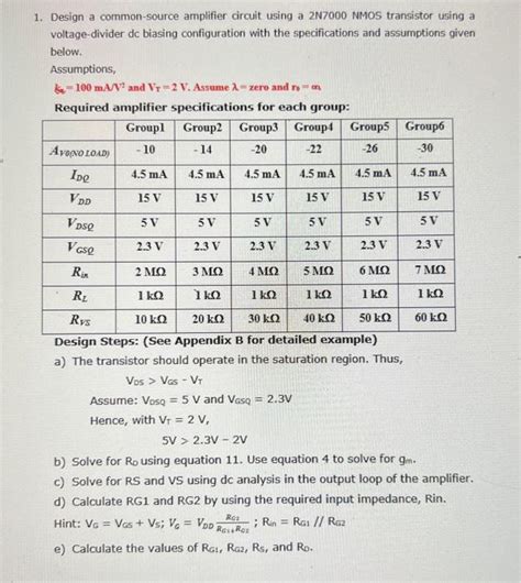 Solved Design A Common Source Amplifier Circuit Using A Chegg