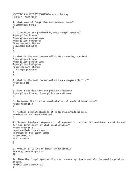 Mycotoxin And Mycotoxicoses M Pdf Mycotoxin Aspergillus
