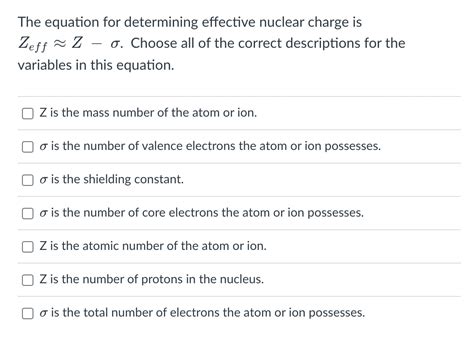 Solved The Equation For Determining Effective Nuclear Charge Chegg Com