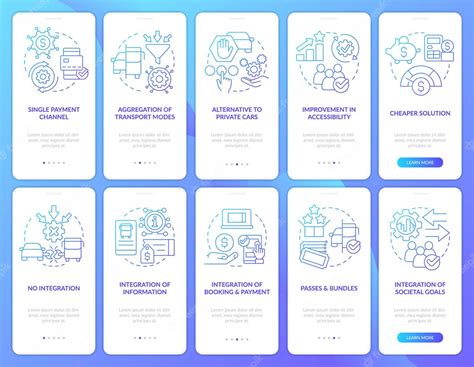 Premium Vector Mobility Services Blue Gradient Onboarding Mobile App Screen Set