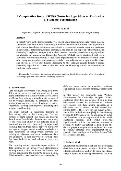 Pdf A Comparative Study Of Weka Clustering Algorithms On Evaluation