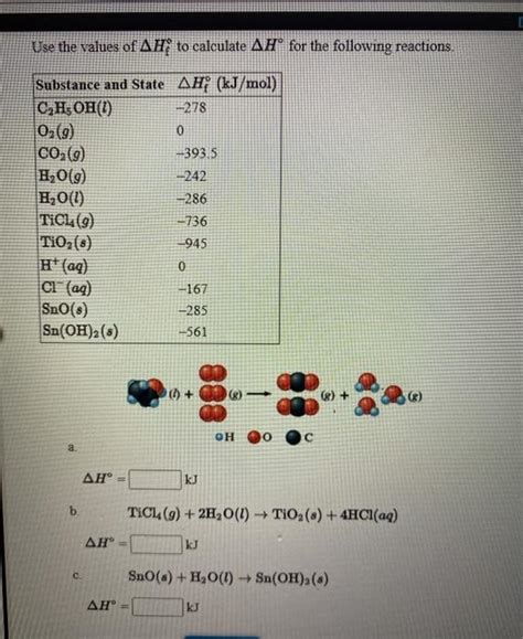 solved use the values of ah to calculate ah° for the